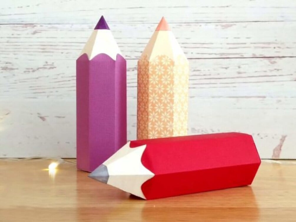 Pencil Favour Box SVG + PDF templates. Paper pencil box. Cricut cut ...