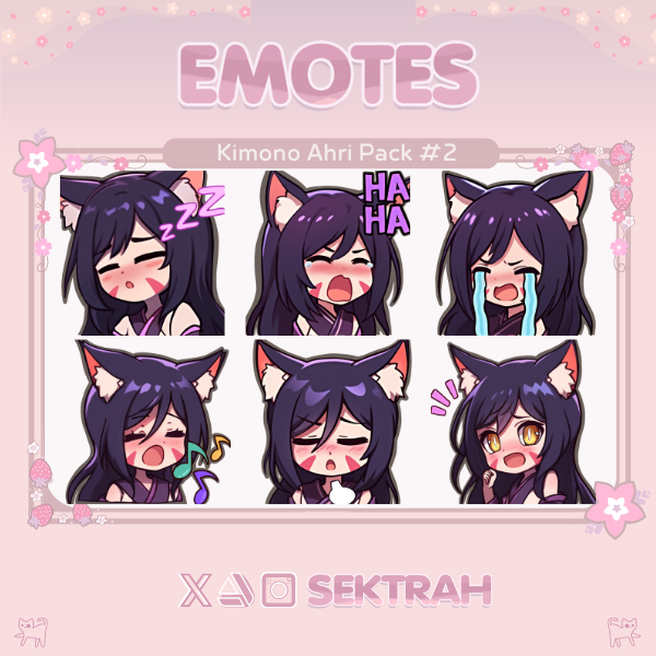 Kimono Ahri Emote Bundle for streaming on Twitch/Youtube/Discord chat
