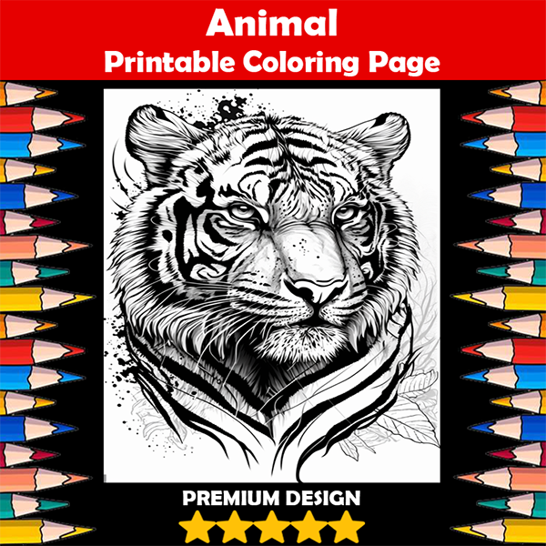 Beautiful Animal Printable Coloring Page For Teens and Adults Mindfulness