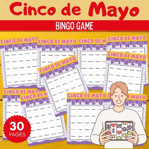 Printable Cinco de mayo BINGO Game Fun Activity Pages - Fun games ...