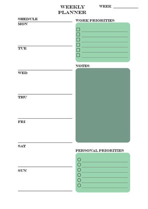 Green Daily Planner, Green Weekly Planner, Green Monthly Planner, Green ...