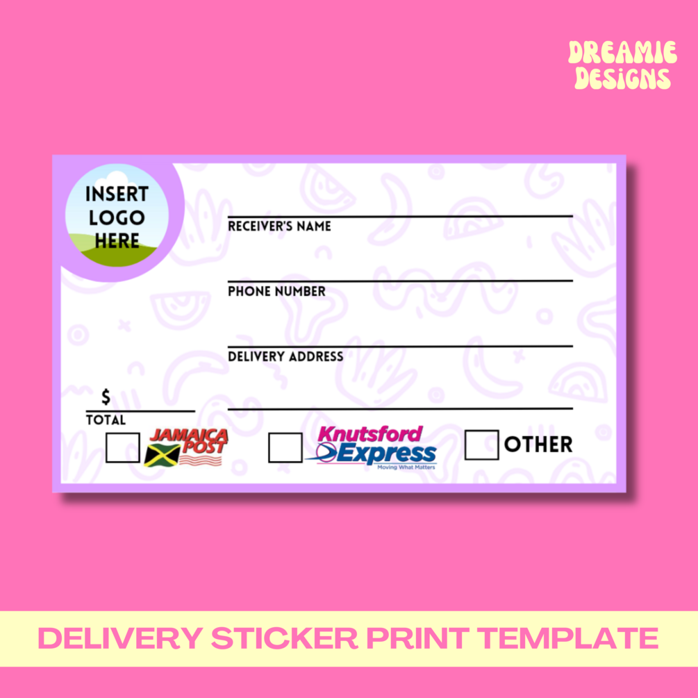 Purple Delivery Sticker Print Canva Template