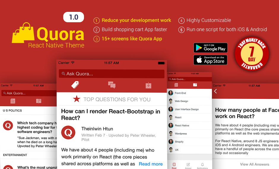 Quora UI - React Native Full Theme
