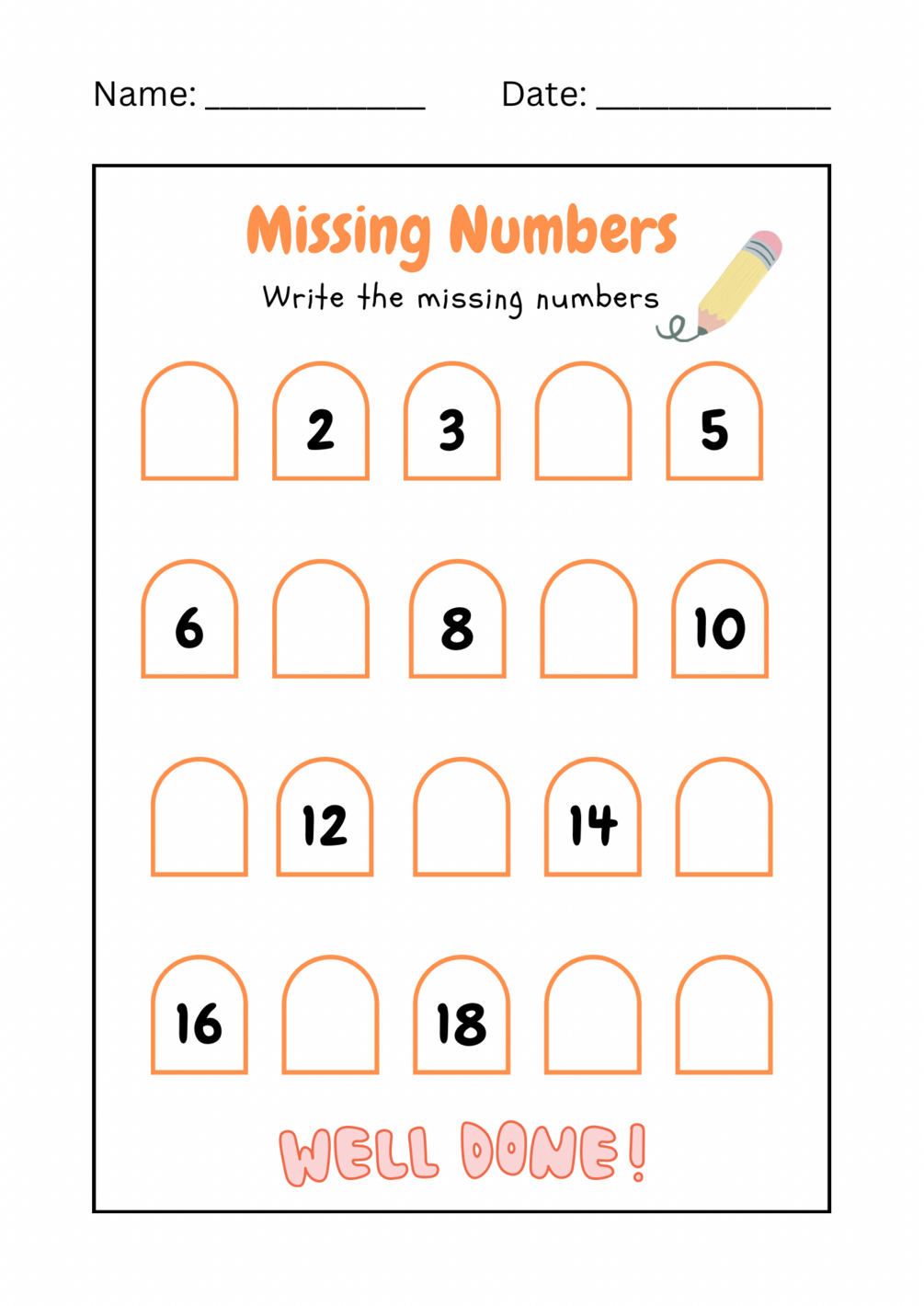 Kindergarten Missing Numbers Worksheet | Fun & Engaging Math Practice