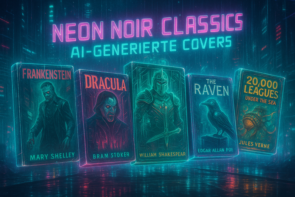 Neon Noir Classics: AI-Generated Cyberpunk Book Covers (5-Pack)