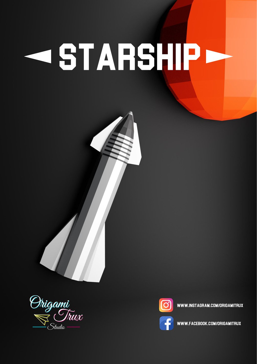 2x1 Starship 3D papercraft Template A4 (Wall+Desk Sculpture)