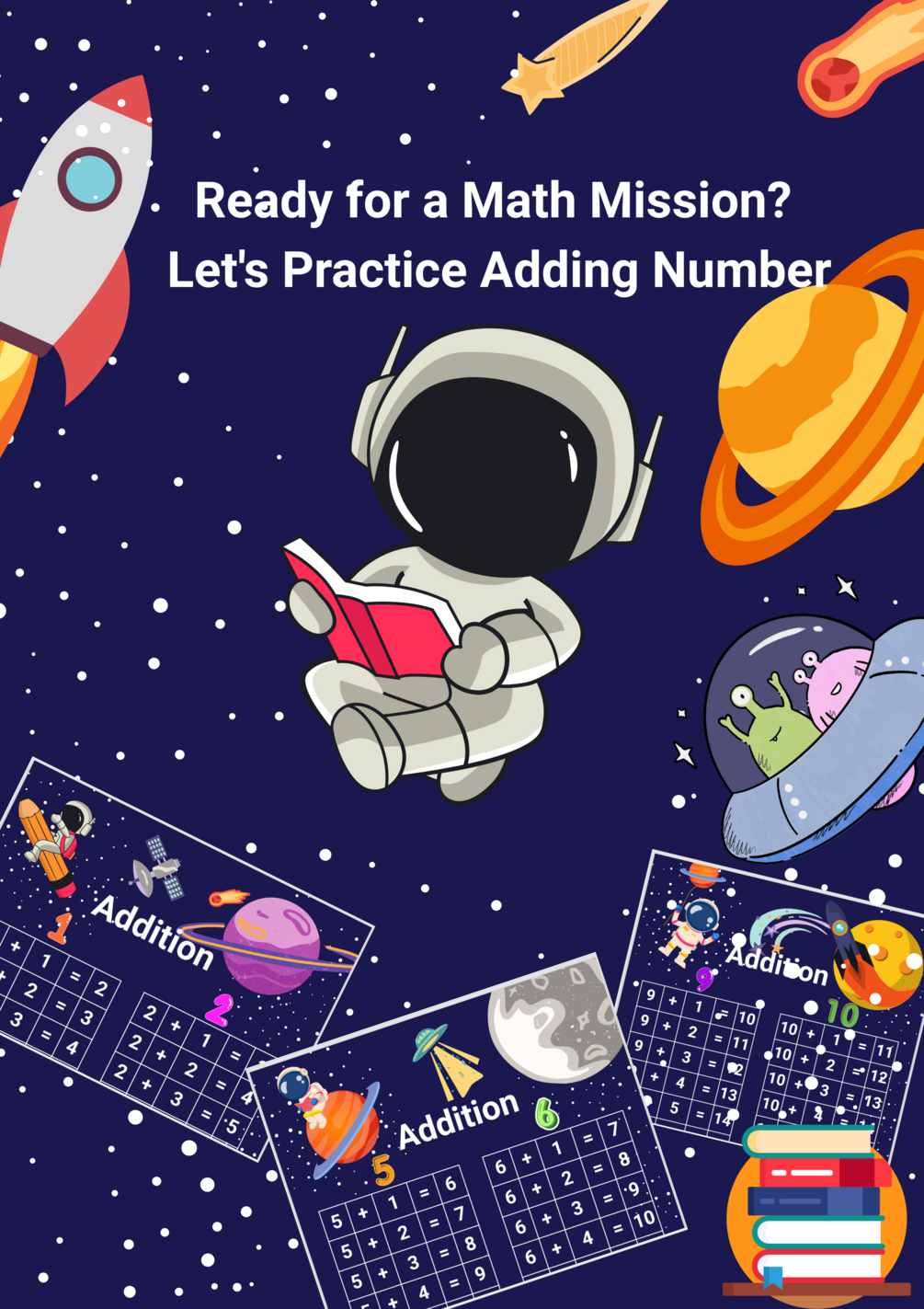 Astronaut Math: Addition Worksheet for Ages 5–6