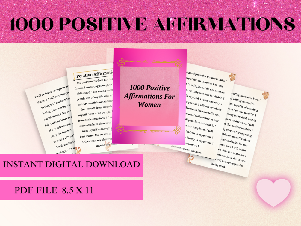 1000 Positive Affirmations For Women, Printable Affirmations Bundle ...