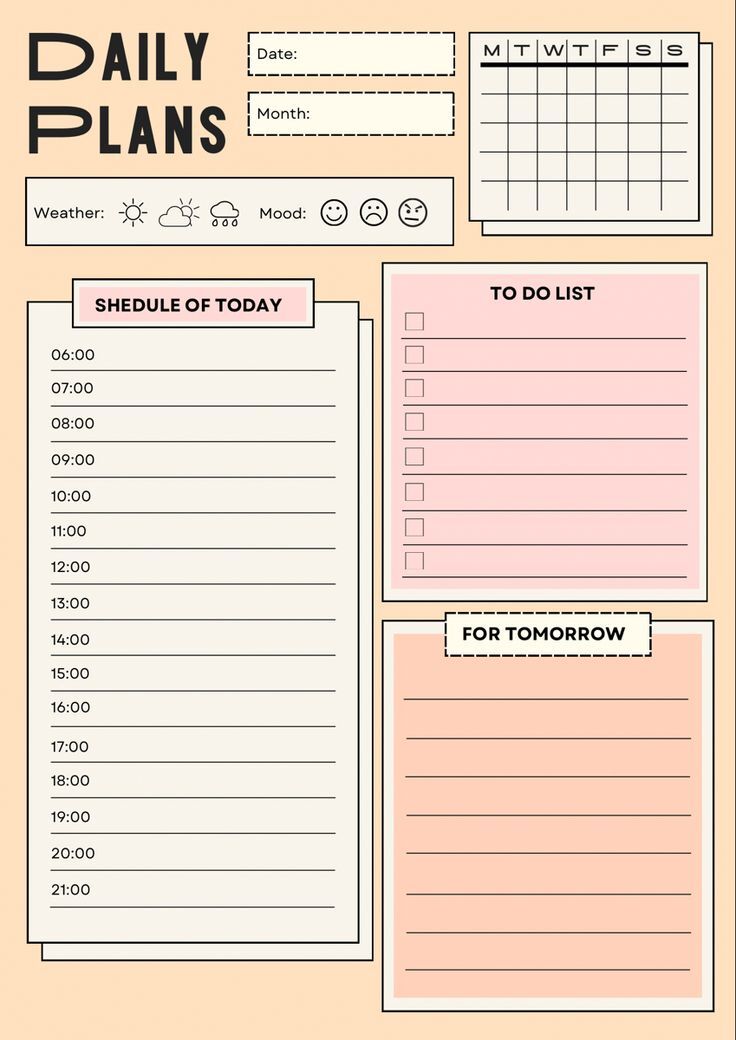 Printable daily planner - colorful