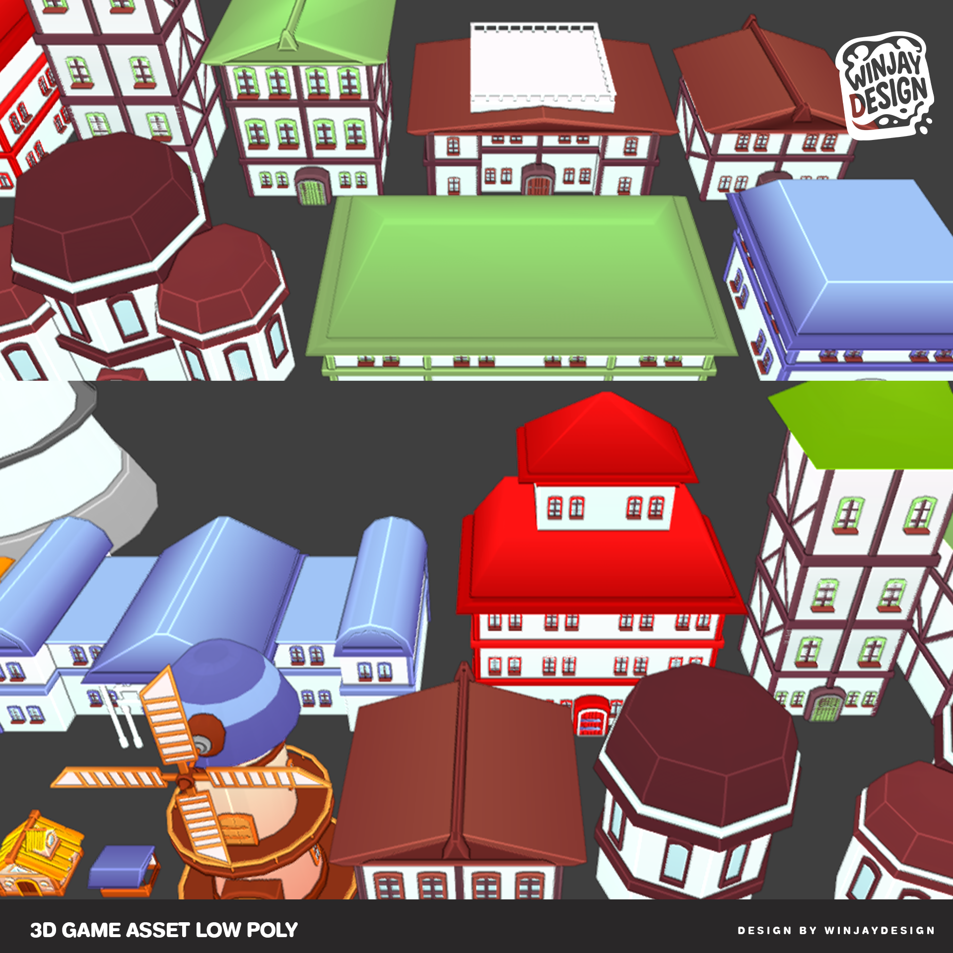 3D Starter Pack Game Asset – Free model : Design by winjaydesign. EP 1