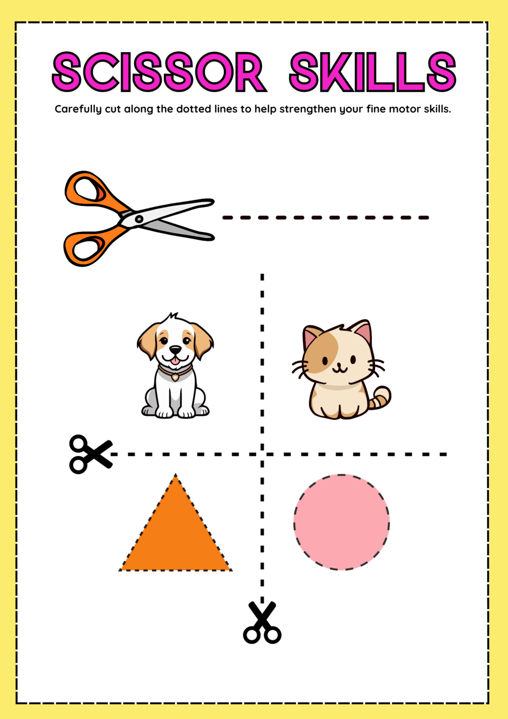 Scissor Skills : Kids Activity for coloring shapes