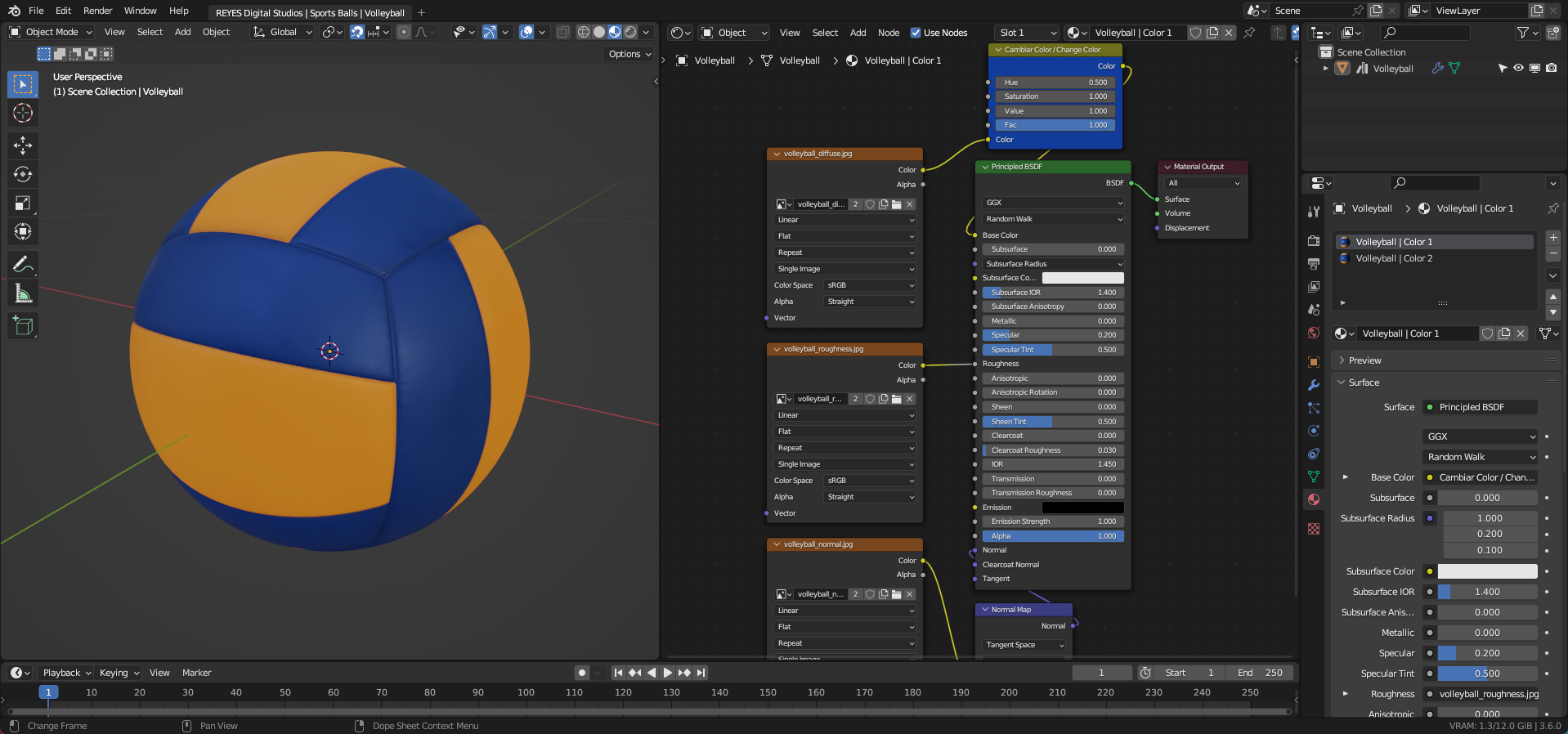 Sports Balls • Volleyball Ball • High Quality 3D Model (Blender/OBJ)