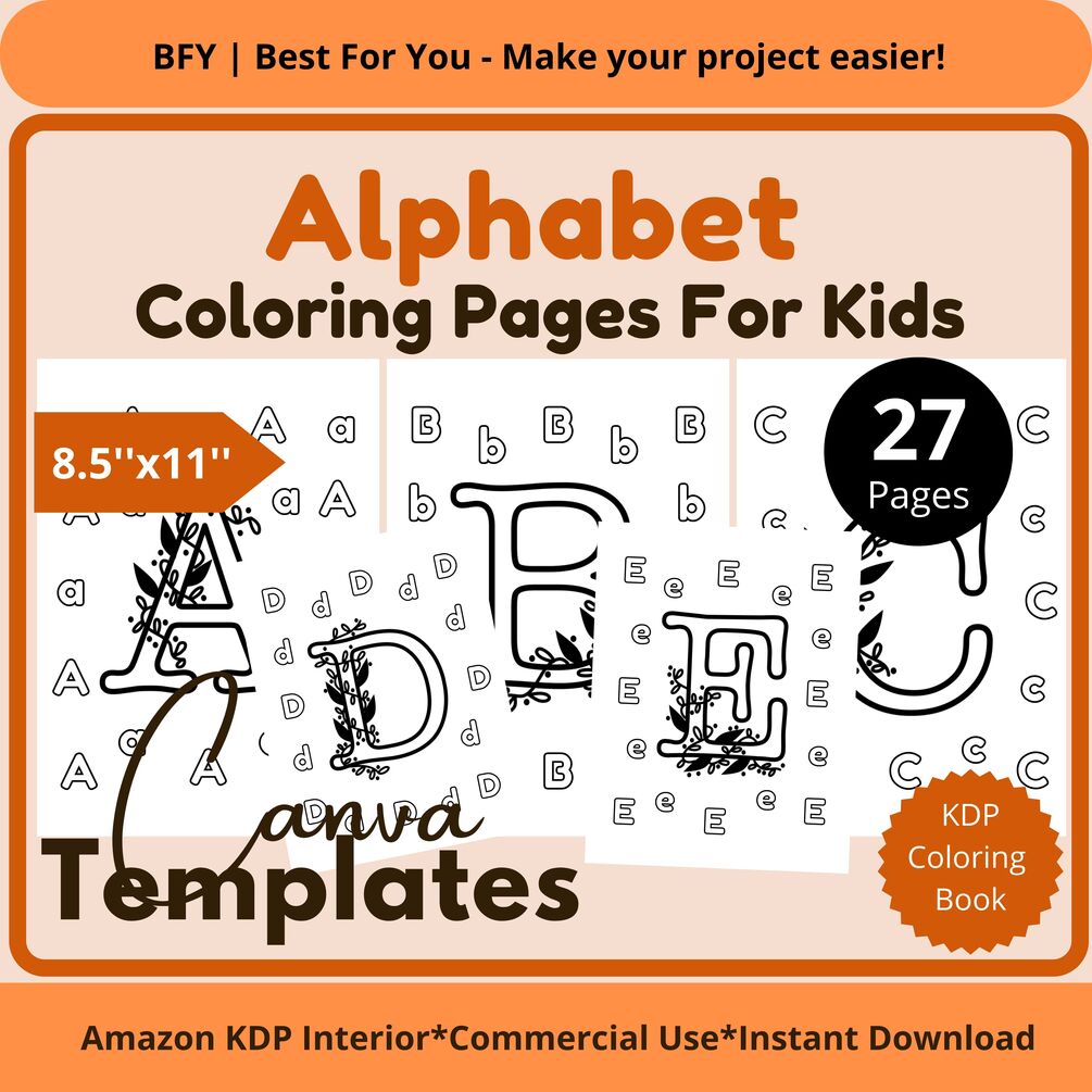 Printable Alphabet Coloring Page | Coloring Pages For Kids 8.5x11 27 ...
