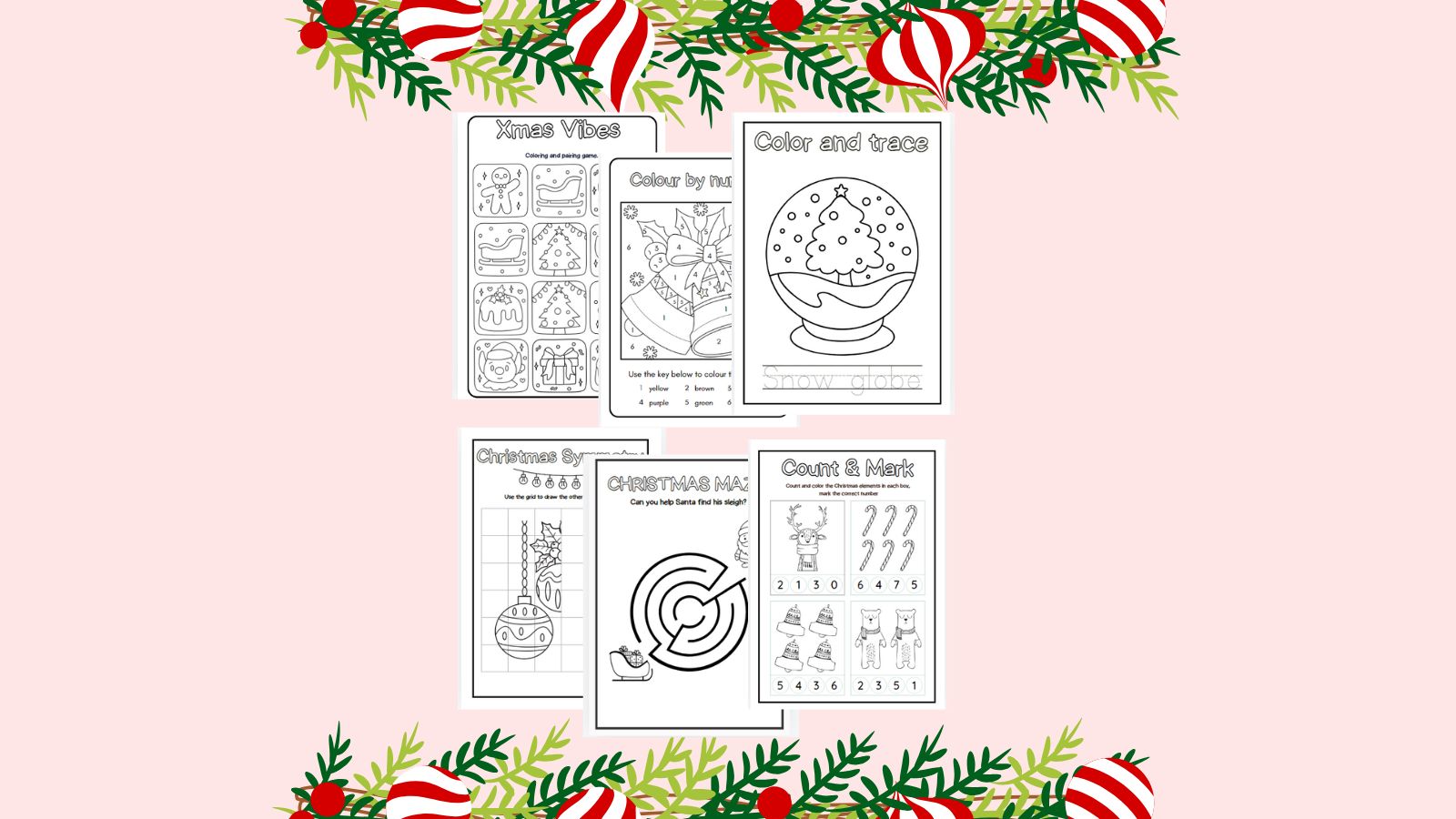 60 Printable Christmas Activity worksheets For Kindergarten kids