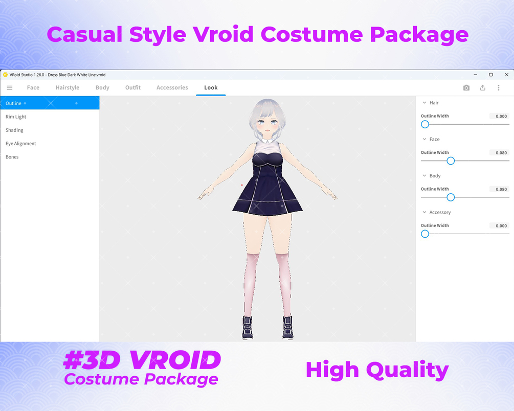 Kawaii Streamer Style Cute VRoid Casual Outfit Pack - VRoid Clothing ...