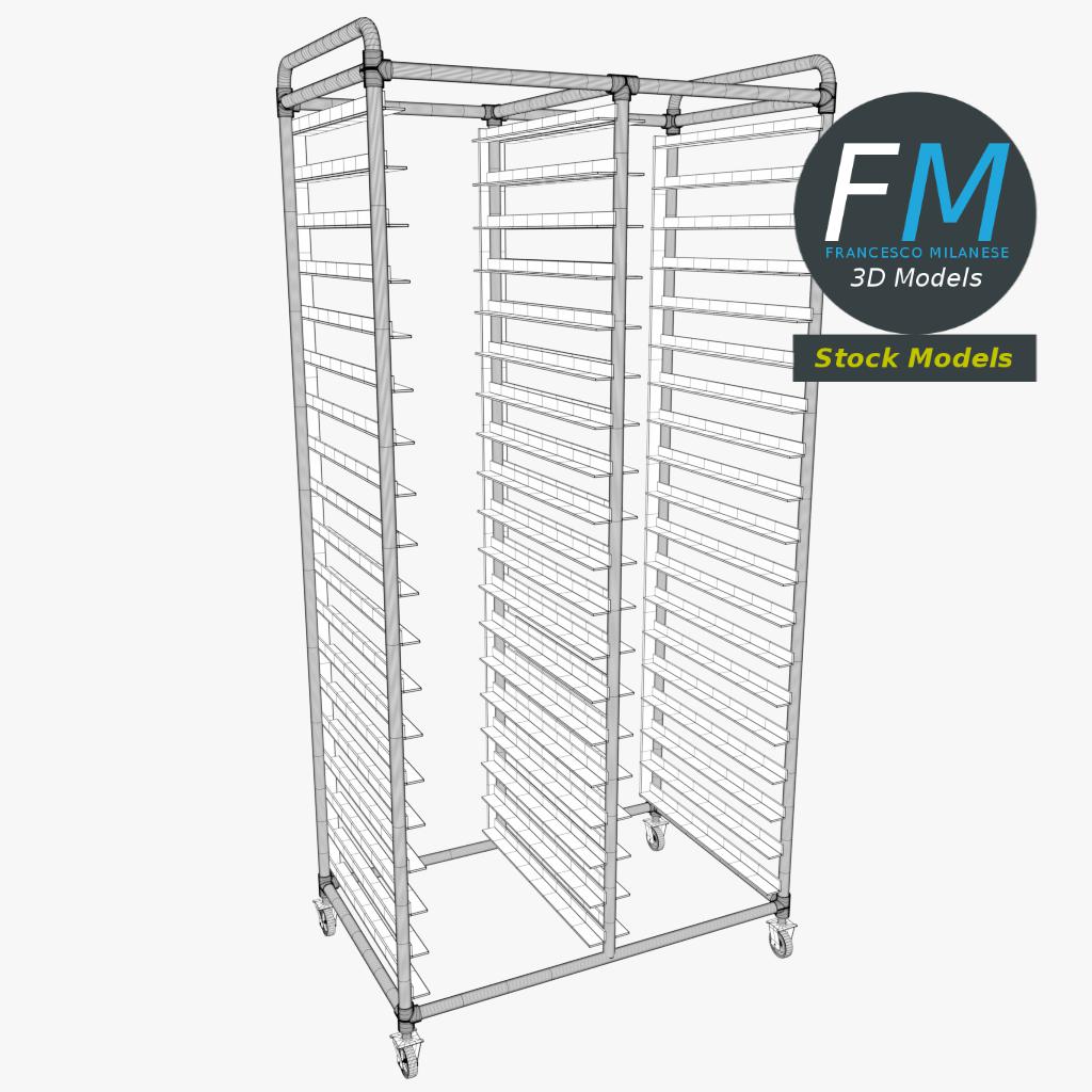 3D MODEL - Double canteen tray trolley