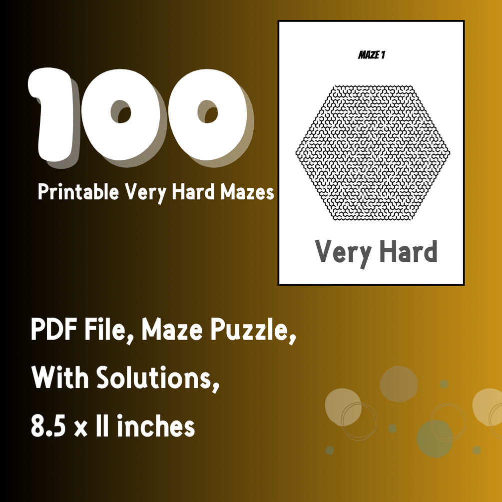 100 Printable Honeycomb Mazes, For Kids & Adults, PDF File, Maze Puzzle ...
