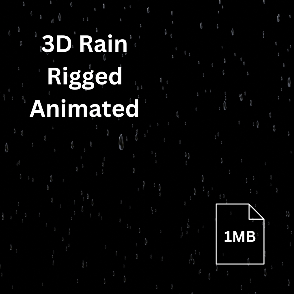 Rain rigged looping animated low poly 3d model