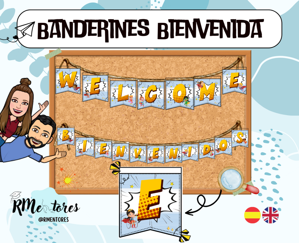 Banderines de bienvenida (temática de superhéroes)
