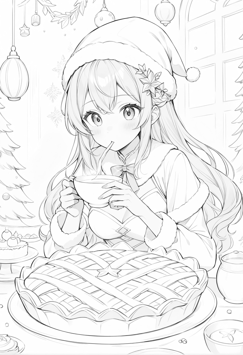 100 & 5 Christmas Anime Girls | Christmas Stress Relief Coloring Book ...
