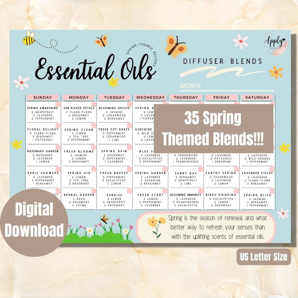 Spring Diffuser Blends Printable | Young Living Diffuser Blend Calendar ...