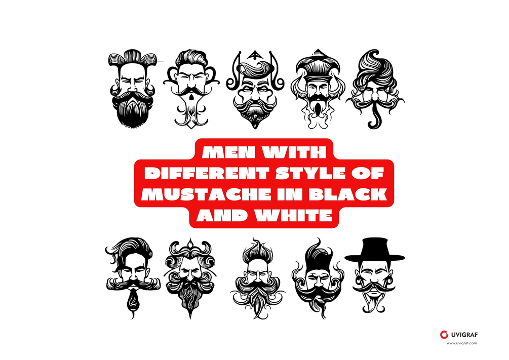 Stylized Mustache Man Vector – Retro Face Design for Tattoo Flash ...