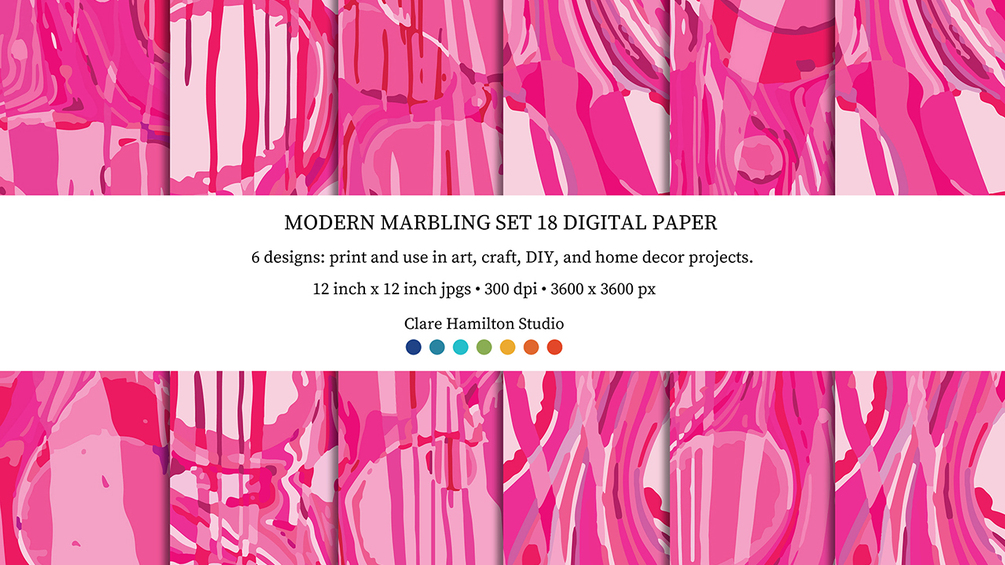 Modern Marbling Paper Set 18 Digital Paper