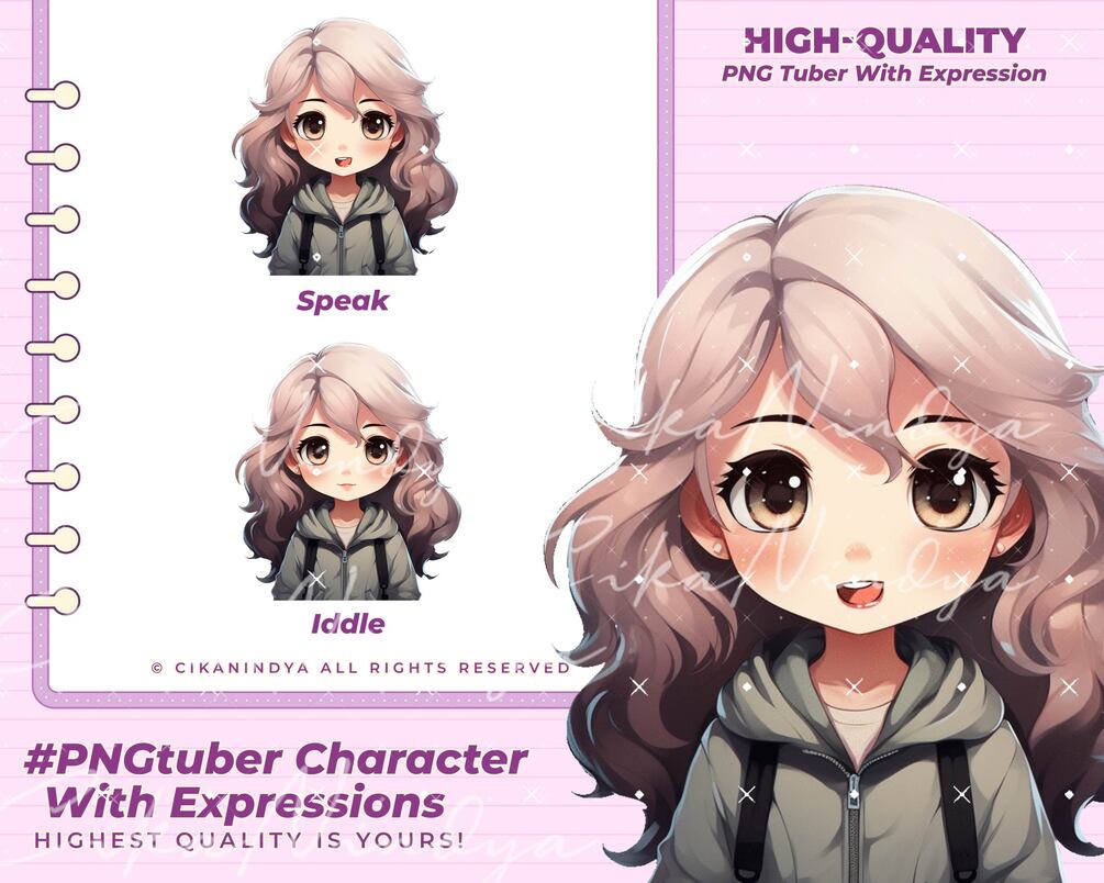 PNG Tuber | Pocket-Sized Stream Star Lovable Chibi Girl PNG Tuber | 2 ...