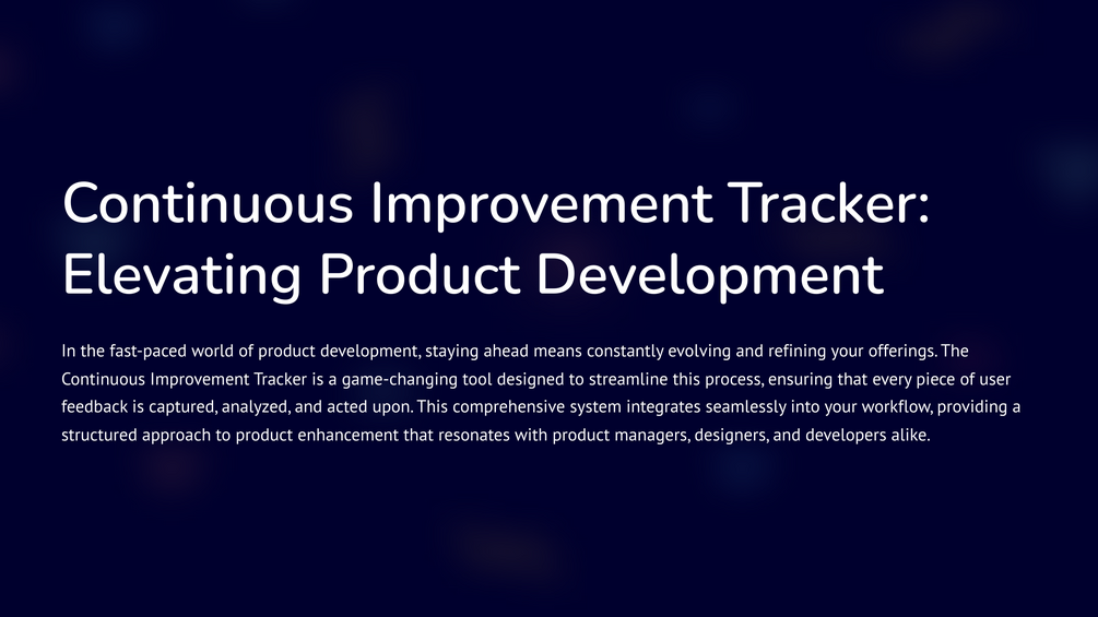 Continuous Improvement Tracker