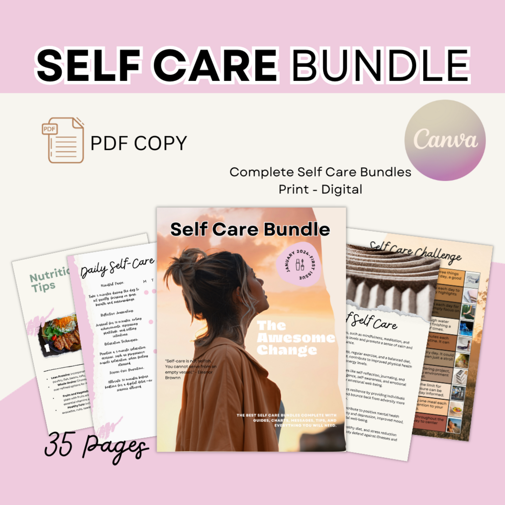 Self Care Bundle Self-Care Planner Goal Tracker Self Care Checklist ...