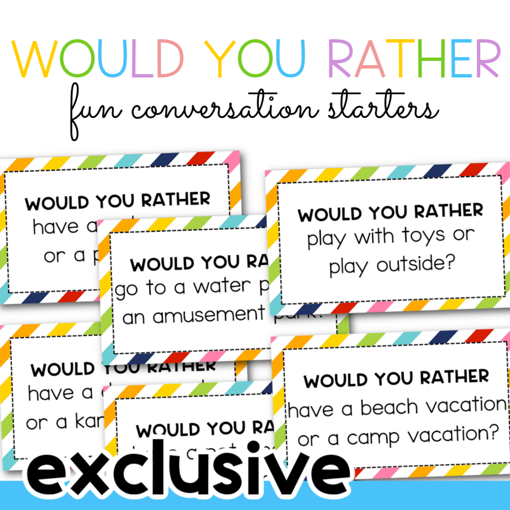 50 EXCLUSIVE 20 Would You Rather Question Cards (Click the link to ...