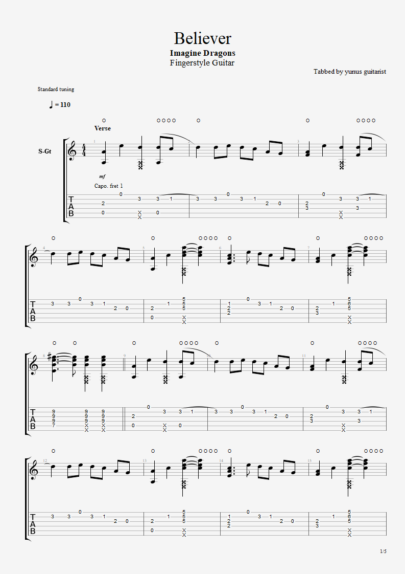 TAB. Believer - Imagine Dragons