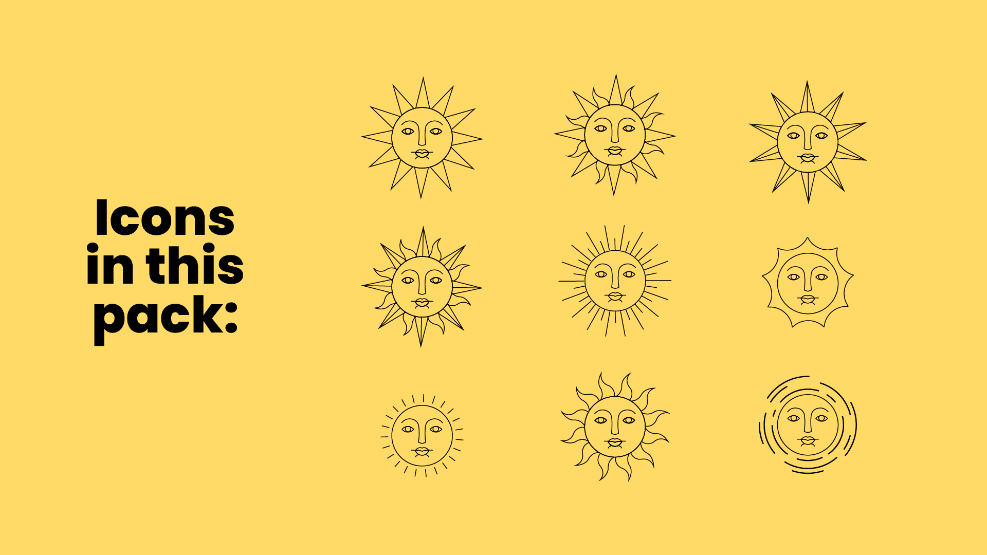 25 Sun Lineart Handcrafted Icons and Illustrations