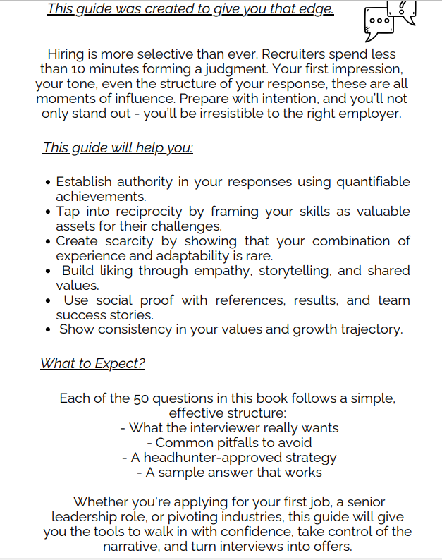 Interview Power Pack: 20 Questions to Impress and 50 Answers You Need