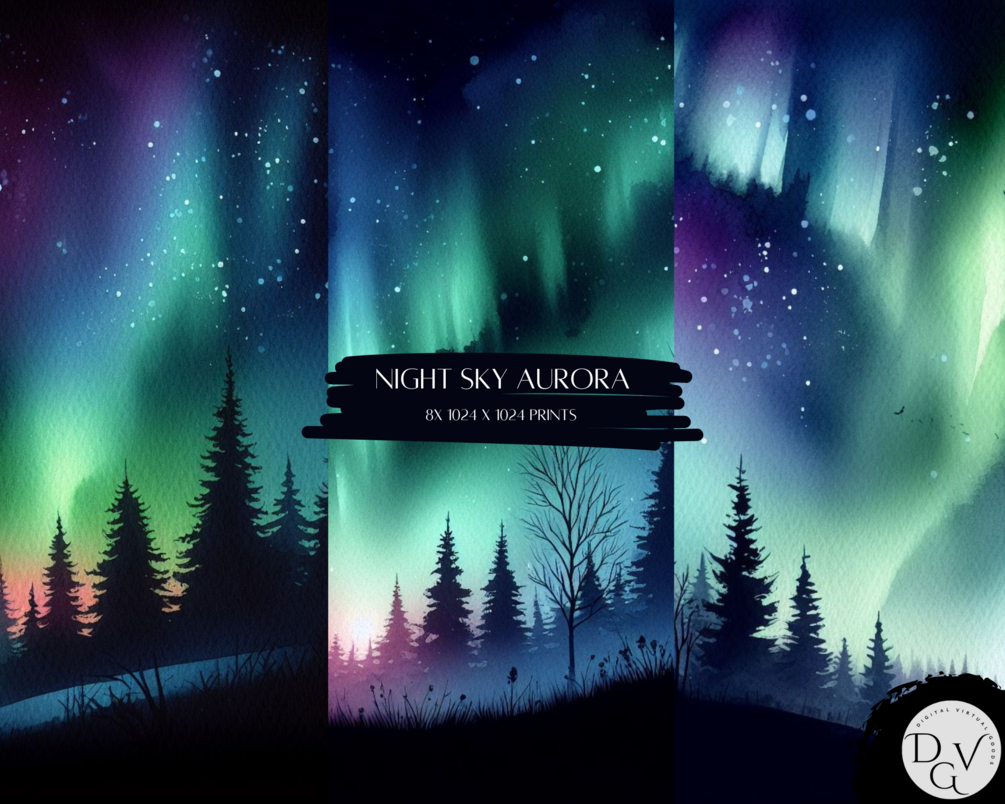 Watercolor Style Aurora Digital Art Design - watercolour style aurora ...
