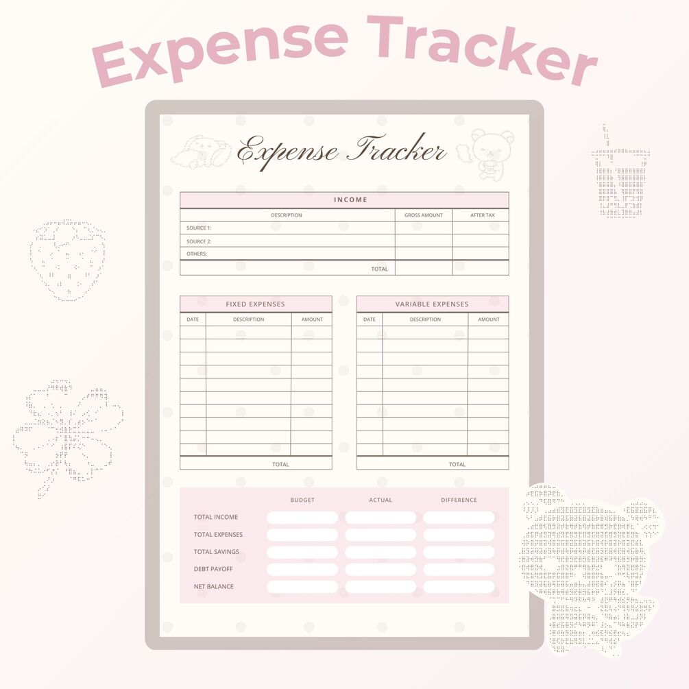 Pink and Brown Aesthetic Expense Tracker