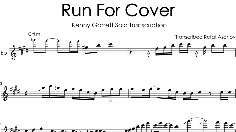 Kenny Garrett - "Run For Cover" Alto Sax Transcription