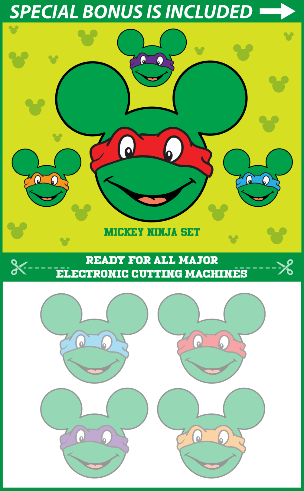 Mickey Ninja Svg Cut Files | 4 Designs + Special GIFTS