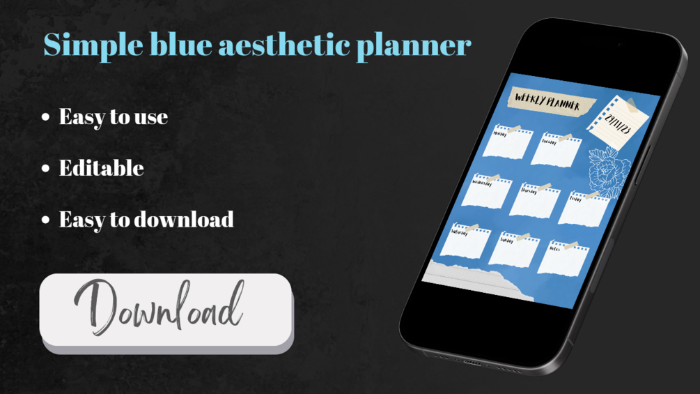 Simple aesthetic blue planner template