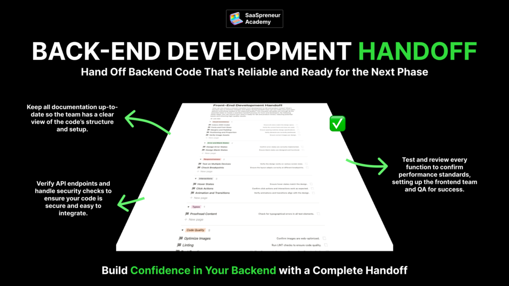 Back-end Development Handoff Checklist