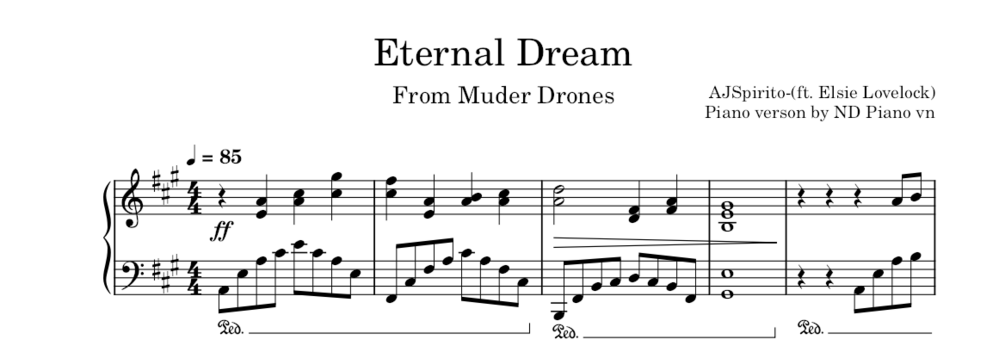 Eternal Dream ( from Muder Drones ) - Piano cover ( MIDI +SHEET )