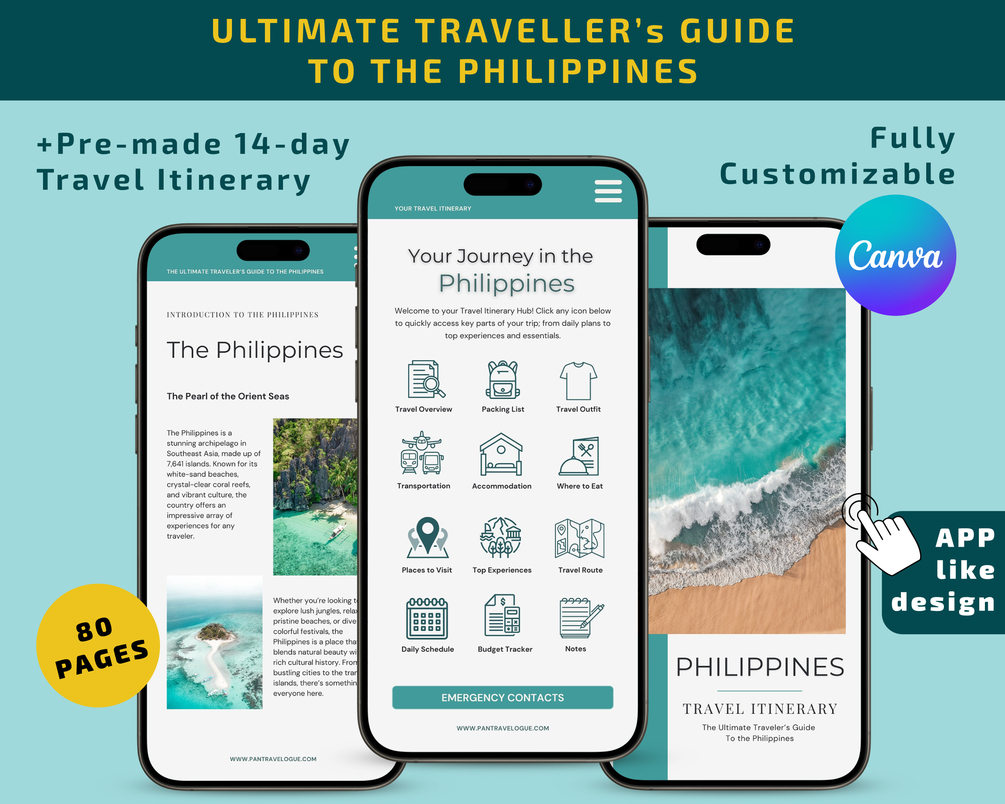 Ultimate Philippines Travel Guide & 14-Day Itinerary Template (Canva ...