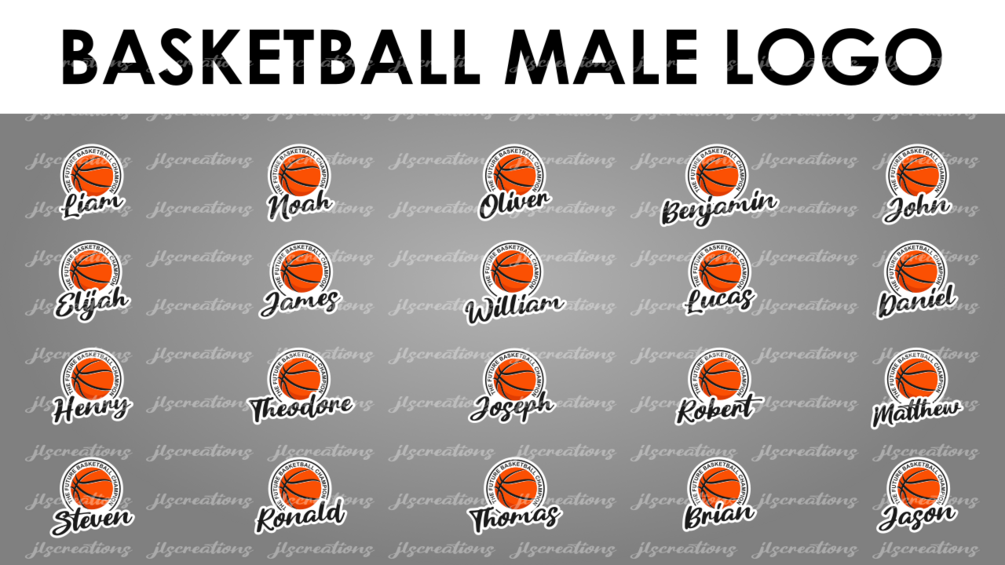 20 Basketball logo with name Vector (.svg & png) common american male name