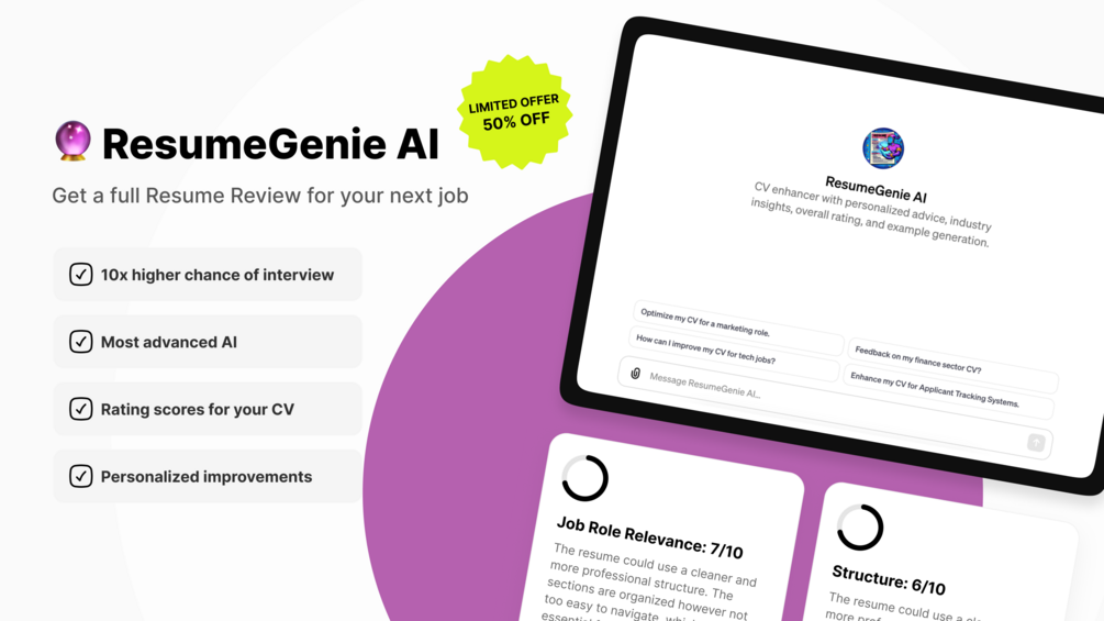 ResumeGenie AI – Get a full Resume Review for your next job