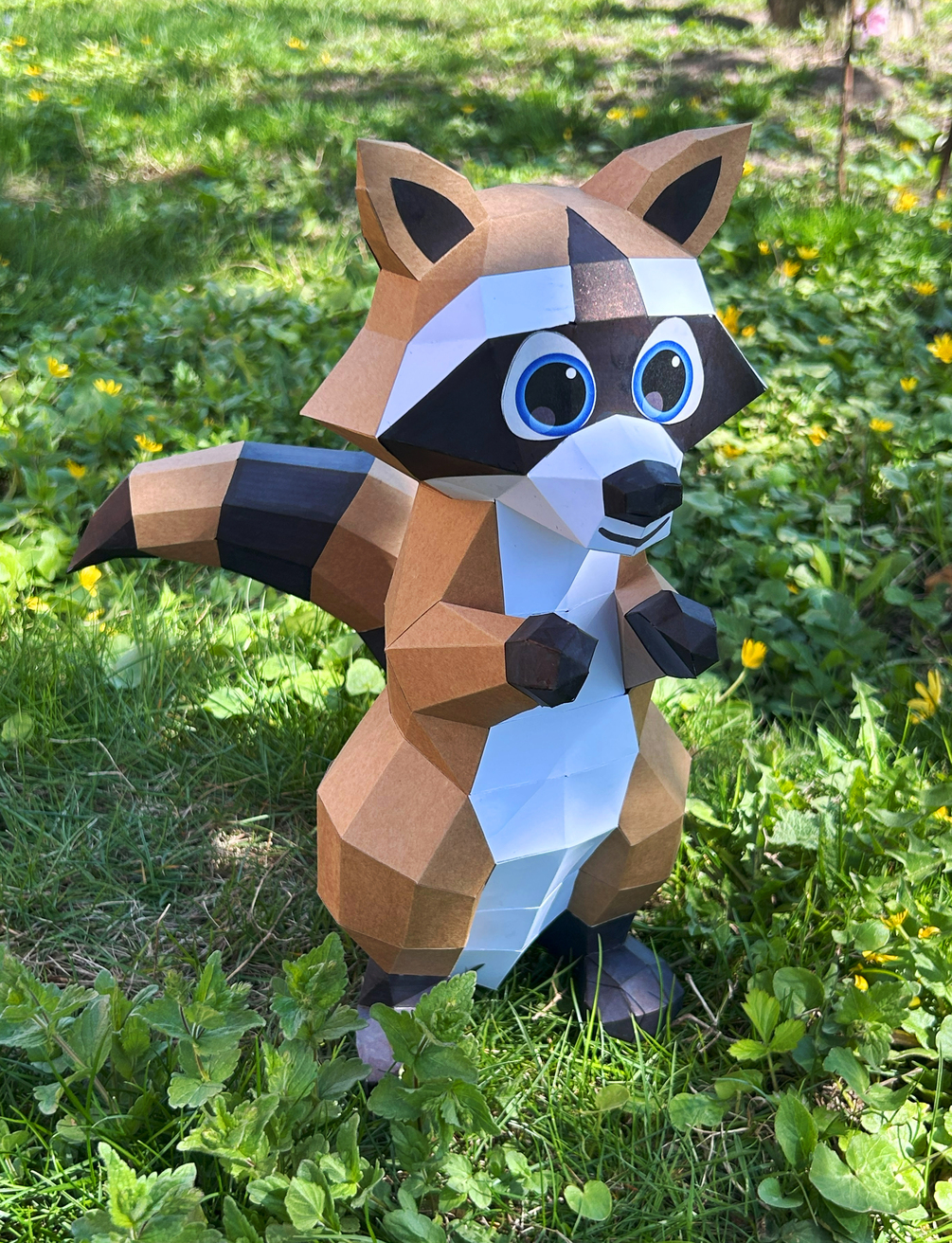 Raccoon Papercraft PDF DIY template DXF cameo
