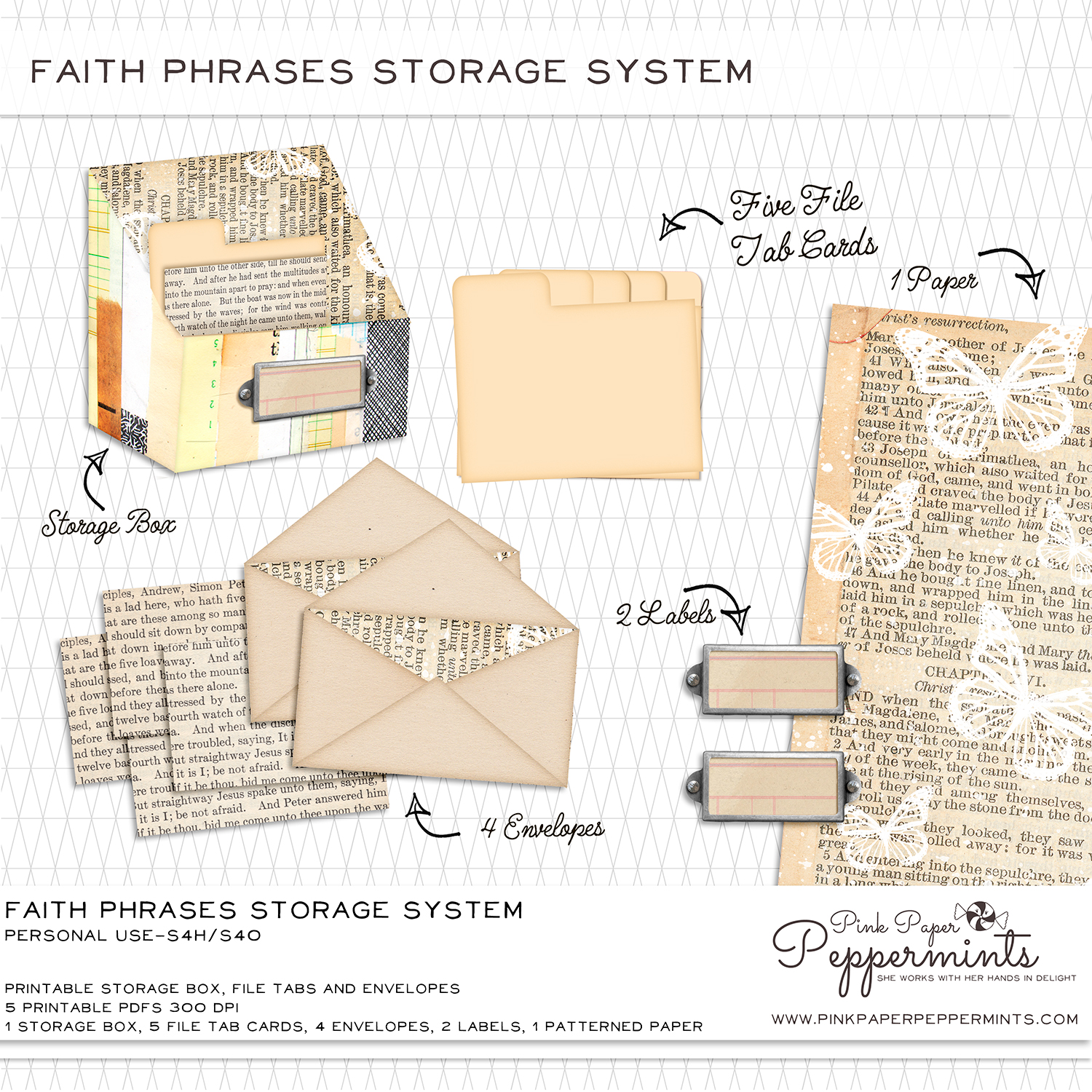 Mini Ephemera Storage System | Faith Phrases