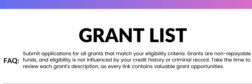 T&S Exclusive Grant List