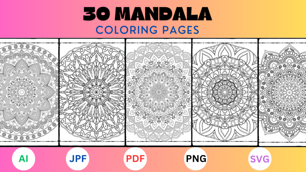 30 Mandala Coloring Page Bundle