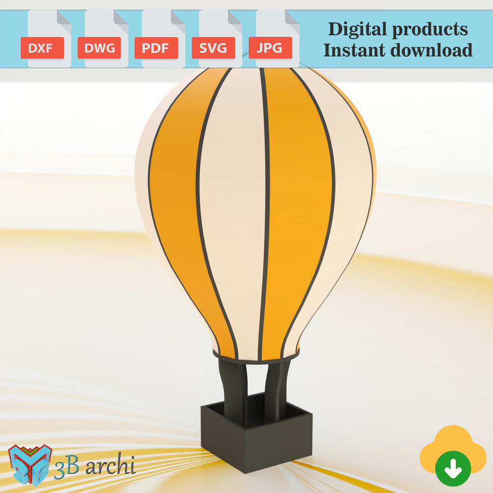 Hot Air Balloon 4ft, 3D Hot Air Backdrop Template, Woodworking Plans, Event Decor, digital file ...