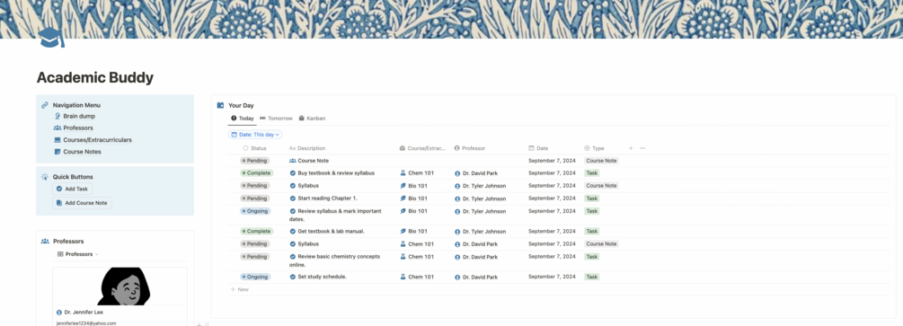 Acad Buddy: Notion Template for Max Academic Productivity